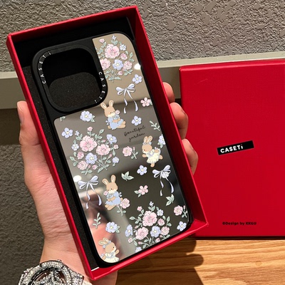CAST联名花卉蝴蝶结兔子适用苹果16promax手机壳iphone17pro春季新款15plus磁吸MagSafe镜面14日韩卡通13可爱