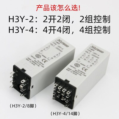 H3Y-2/4通电延时时间继电器电子数显220V小型继电器12V24V替JSZ6