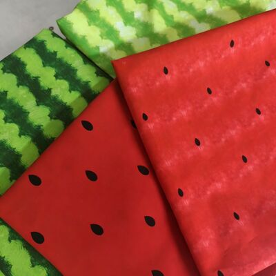 清新夏日西瓜籽西瓜皮印花布料桌布布艺学生党手工DIY面料布艺