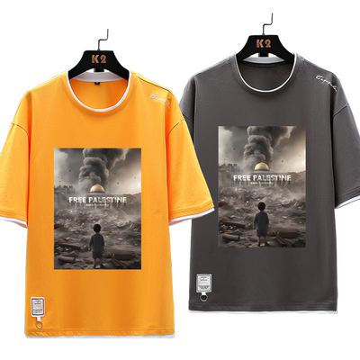 巴勒斯坦反战短袖纯棉衣服