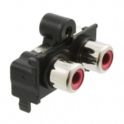 RCJ-2122 连接器 《 RCA JACK 2P 1 X 2 HORIZ TH RD/RD    》