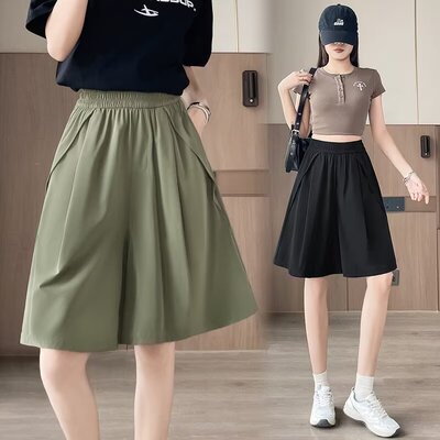高腰显瘦百搭速干阔腿短裤女夏