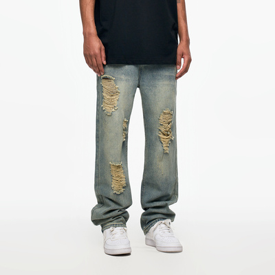 YORAINBOW做旧美式直筒牛仔裤