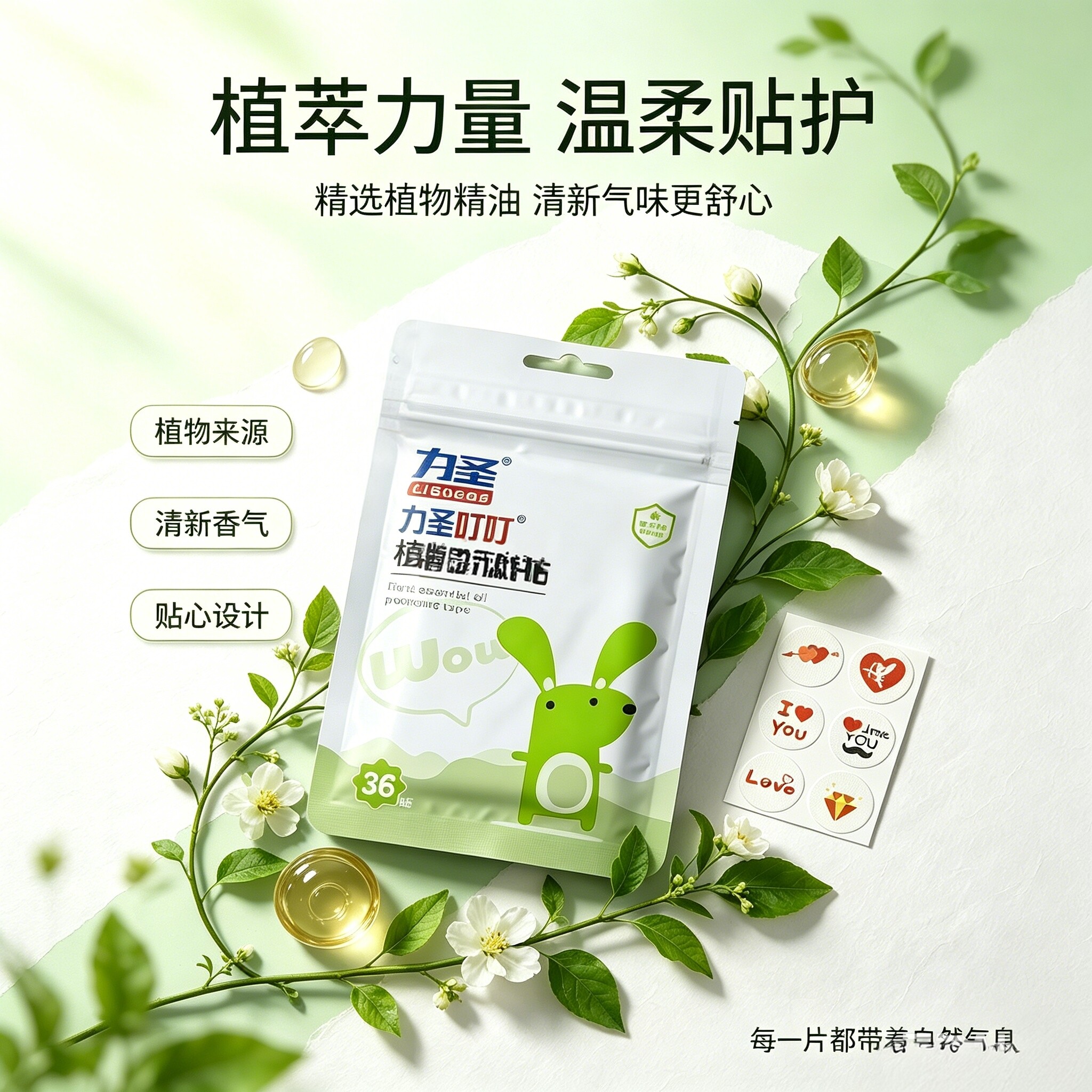 【力圣】植物精油贴户外专用长效防护驱蚊花露水驱蚊液