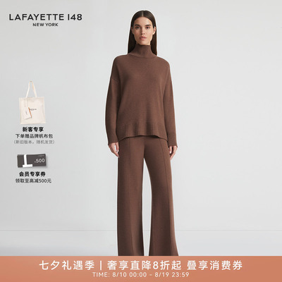 LAFAYETTE148拉飞逸羊绒双面针织直筒通勤风自然腰简约直筒裤长裤