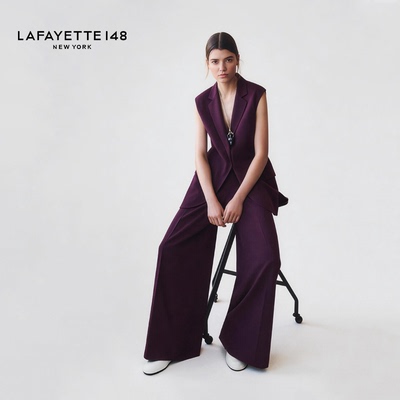 LAFAYETTE148/拉飞逸单褶裥立体阔腿及地长裤