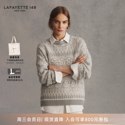 LAFAYETTE148/拉飞逸羊毛羊绒混纺费尔岛针织上衣休闲风套头长袖
