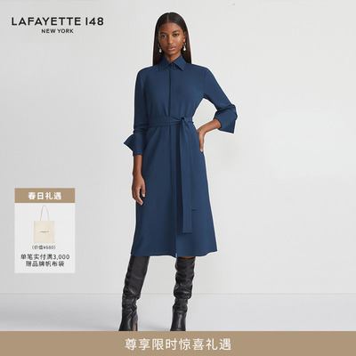 LAFAYETTE148/拉飞逸通勤高质感长袖衬衫连衣裙