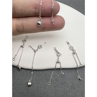 S925纯银调节扣抽拉式延长链尾链