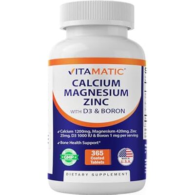 Vitamatic Calcium Magnesium Zinc D3 Boron | 365 Coated Ta