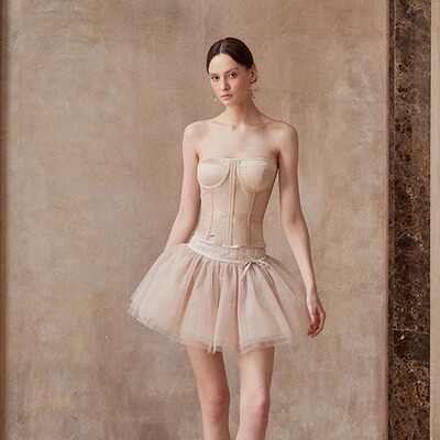 Fa sogno珐颂原创造梦星轨鱼骨裸色胸衣圆舞曲蓬蓬半裙