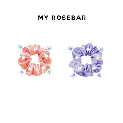 My Rosebar 原创设计Custard星星水晶珍珠缎面发圈