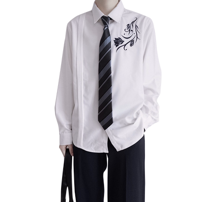 dk制服国风绣花刺绣长袖衬衫男