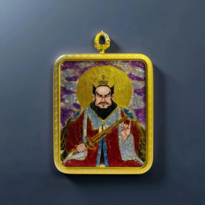 文仰阁张道陵黄铜道牌唐卡吊坠