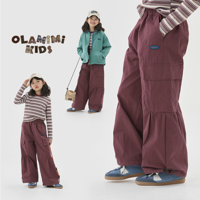 大口袋休闲压皱甜酷休闲工装裤