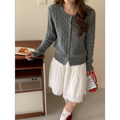 SUNS藤校优等生春季新品 学院风麻花纹理针织开衫外套女装ZY3996