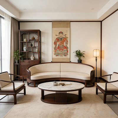 宋式美学直排2025黑胡桃木沙发设计师同款办公室民宿家具高端定制