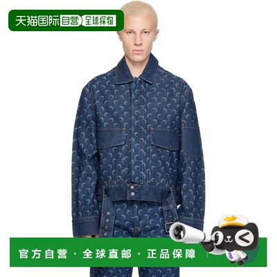香港直邮Marine Serre 男士 蓝色 Belted Trucker 牛仔夹克 UJA08