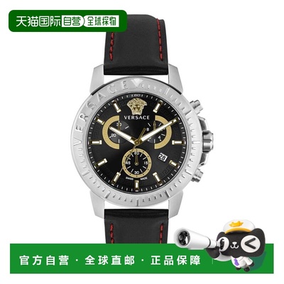自营versace新款 Chrono Strap 腕表 - 黑色/不锈钢/黑色 美国奥