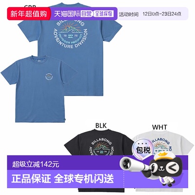 日本直邮Billabong 男士 Overfit Rockies T恤短袖休闲泳装BF01A2
