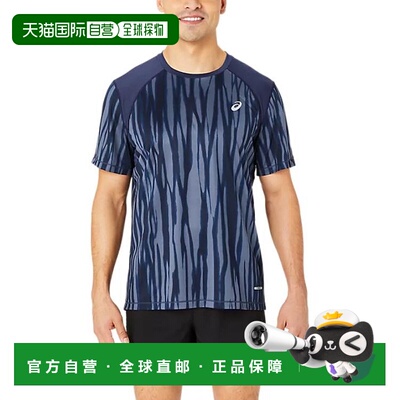 日本直邮Asics ROAD Running 圆领套头短袖T恤 男款 蓝色亚瑟士