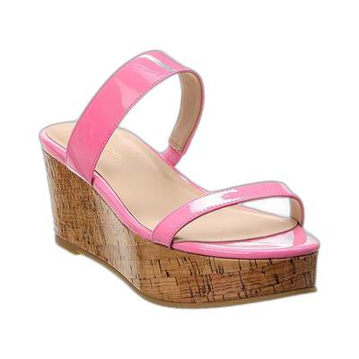 自营Stuart Weitzman Boardwalk 65 漆皮坡跟凉鞋 - 粉色 美国奥