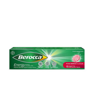 英国药房Berocca拜耳维生素c泡腾片补充VC镁锌VB浆果味15片