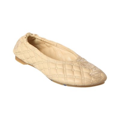 【美国奥莱】直发 Burberry Sadler Leather Ballet Flat - clay