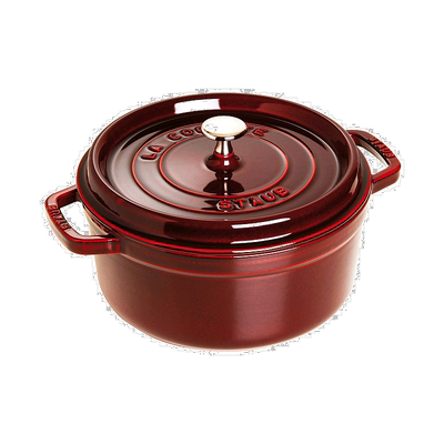 自营 Staub 铸铁 13.25 夸脱圆形 Cocotte - 石榴石 美国奥莱直发