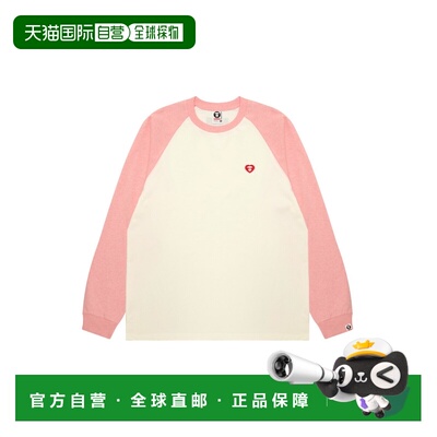 日本直邮AAPE 男士 长袖插肩袖T恤 心形logo设计 AAPLTM1987XAR