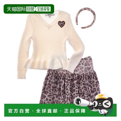 自营Badgley Mischka罗纹毛衣、围巾和头带套装-白色 美国奥莱直