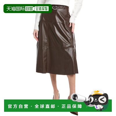 自营1.STATE Panelled Belted Midi Skirt - brown 美国奥莱直发
