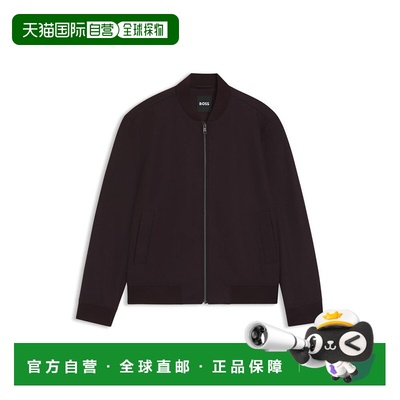 自营bossSlim-fit jacket in brushed stretch flannel - dark re