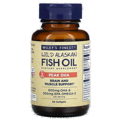 香港直发Wiley's Finest阿拉斯加野生鱼油60 粒软凝胶大脑膳食