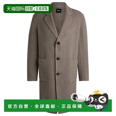 自营 bossRelaxed-fit coat in a micro-patterned wool blend -