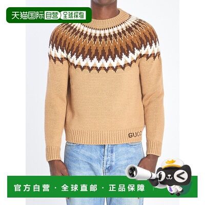 香港直邮GUCCI 男士针织衫 834185XKEZI2293 SS2026 棕色 粗羊毛