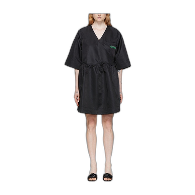 香港直邮GANNI 女士半身裙 F7461BLACK AW2022 黑色 Y领连衣裙