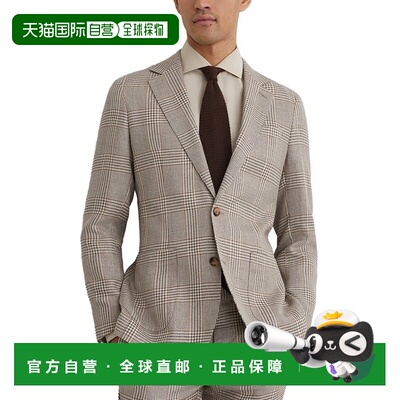 自营Reiss Epsom Notch Prince亚麻 & 羊毛混纺正式夹克-棕色 美