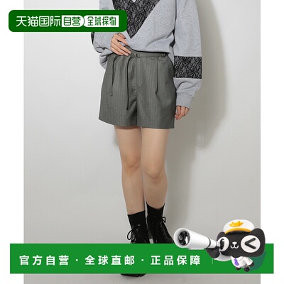 1h可退 日本直邮PAGEBOY 女装 宽松双腰带条纹短裤 599572