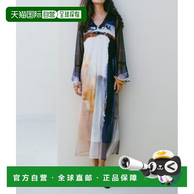 日本直邮sahara 女装 长款连衣裙 层叠设计 自然艺术印花 01OP184