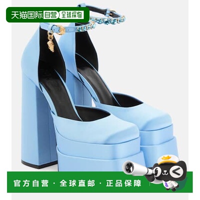 1h可退 香港直邮versace 范思哲 女士 Medusa Aevitas 绸缎防水台