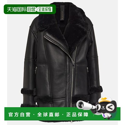 1h可退 香港直邮BLANCHA 女士 皮革毛羊皮夹克 black黑色 舒适时