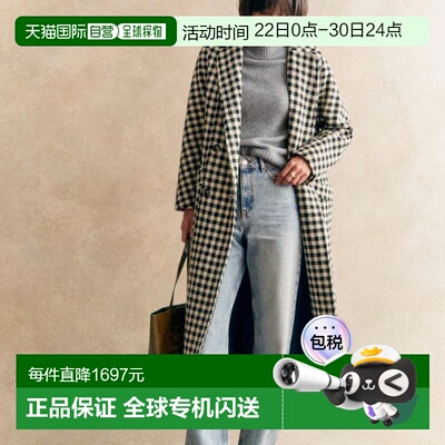 自营欧洲直邮Sezane 女士黑色/米色羊毛/聚酰胺大衣