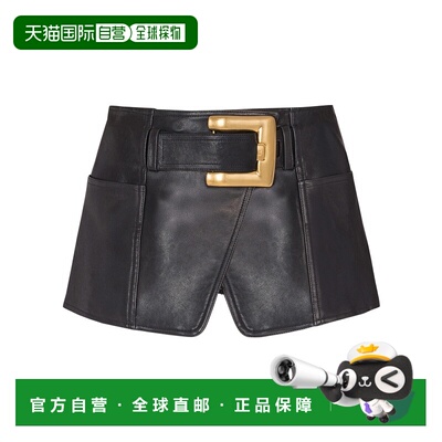1h可退 香港直邮Balmain 系带皮质迷你裙 GF1LA600LE04裙子半身裙
