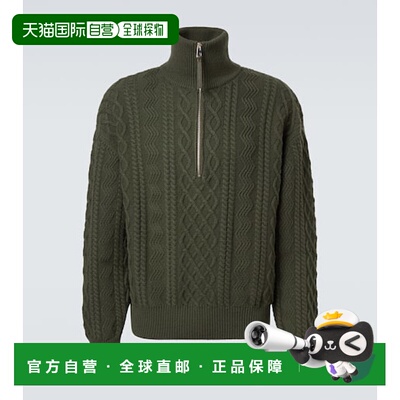1h可退 香港直邮LOEWE 罗意威 男士 Aran 针织羊毛半拉链高领毛衣