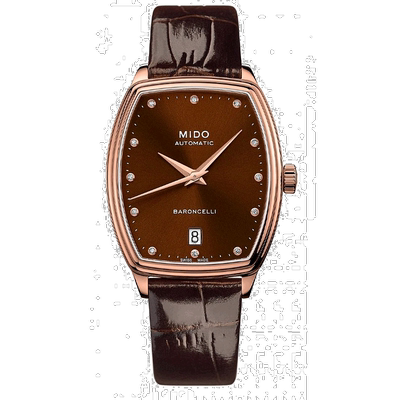 自营mido美度 Baroncelli 31 毫米女士自动腕表 - 棕色 美国奥莱