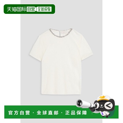 1h可退 香港直邮潮奢 ZIMMERMANN 女士 水晶装饰亚麻针织T恤 1121