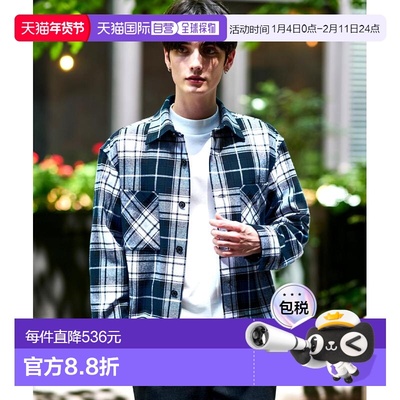 1h可退 日本直邮DRESSTERIOR男装宽松格纹CPO衬衫外套原创纽扣设