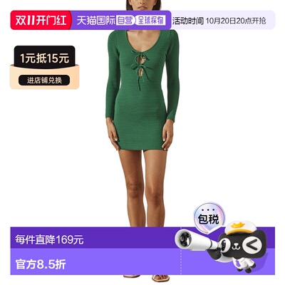 自营Shona Joy Eve Long Sleeve Keyhole Mini Dress - green 美