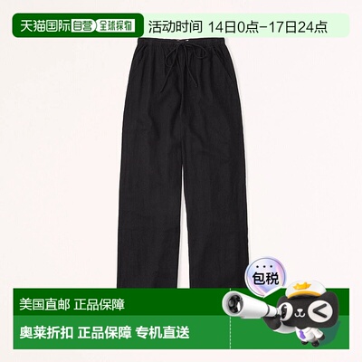 自营Abercrombie & Fitch Pants Women's  Black Wide Leg Drawst